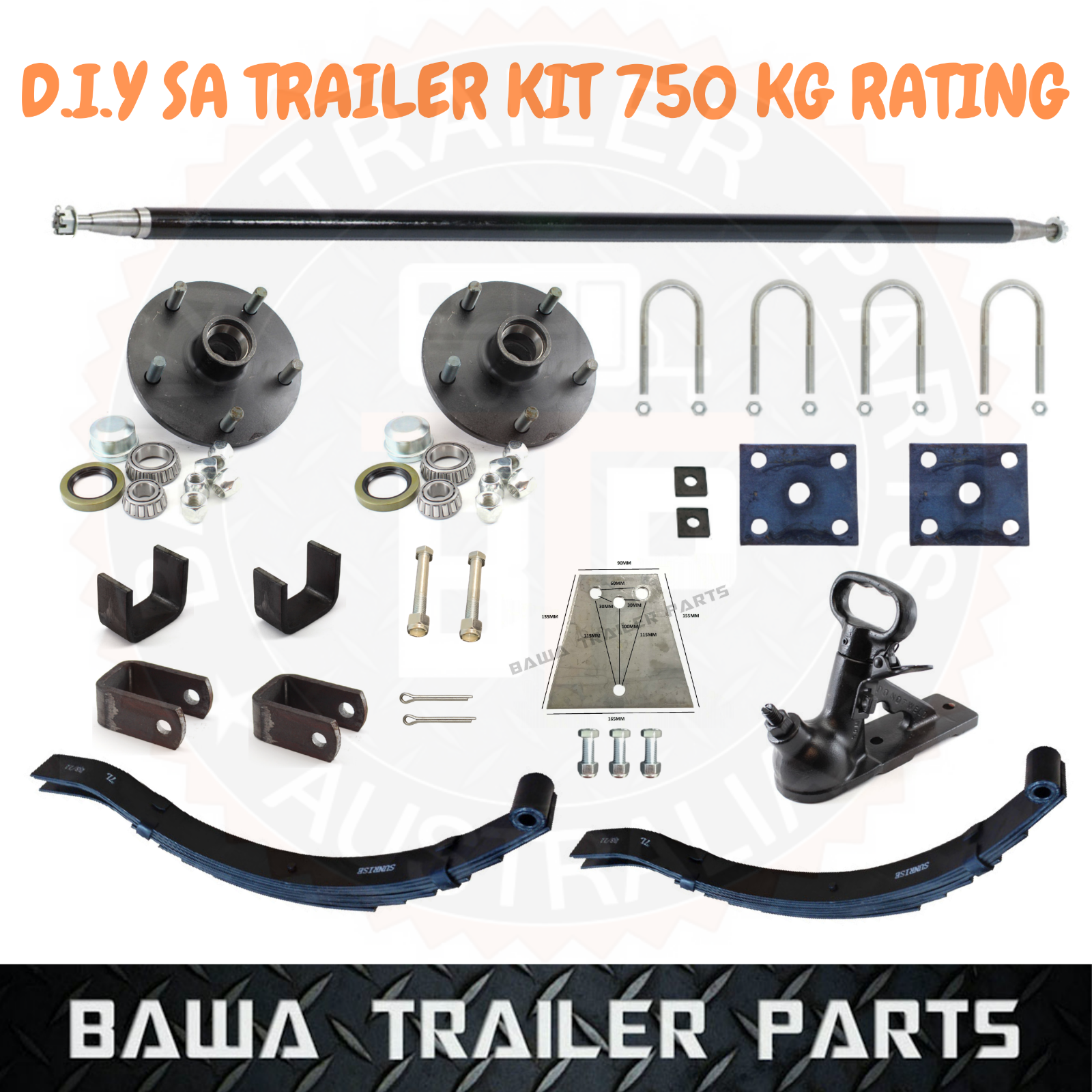 Trailer Panel Kit 1800x1200x320mm Mild Steel With Running Gear! Trailer ...