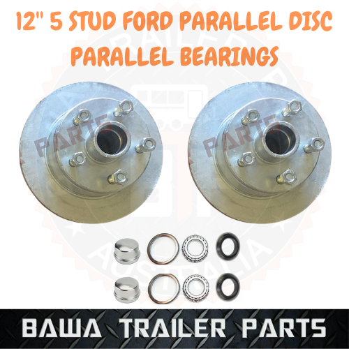 12" GALVANISED 5 STUD FORD DISCS WITH PARALLEL BEARING KITS ! TRAILER ...