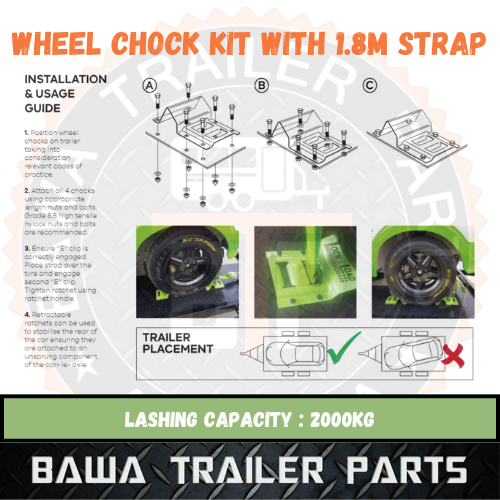 Lock and Load Wheel Chock Kit with 1.8m Straps - Trailer Parts! - Bawa ...