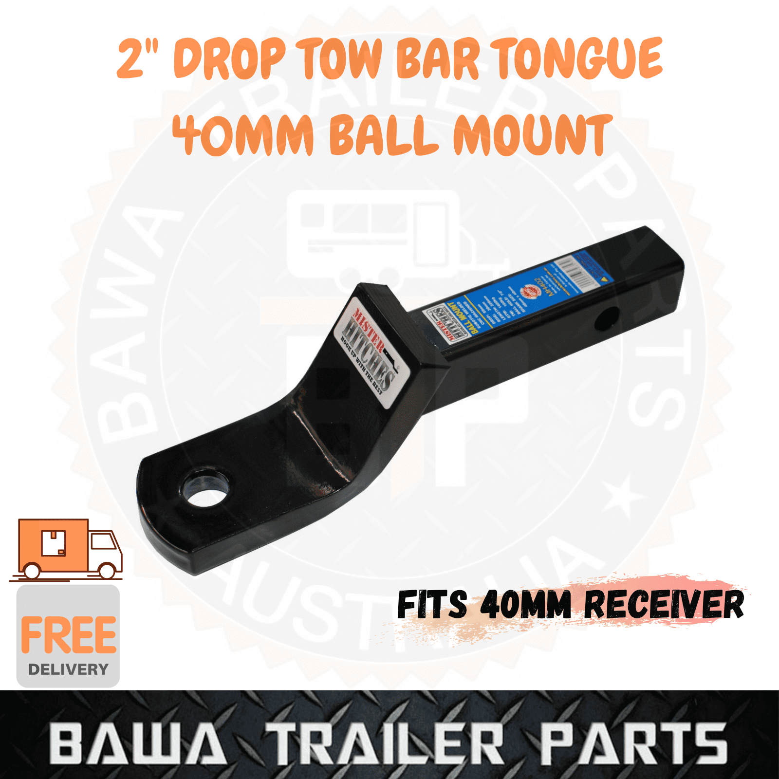 2" Drop Forged Tow Bar Tongue to suit 40MM Tow Ball - Ball Mount Tow ...