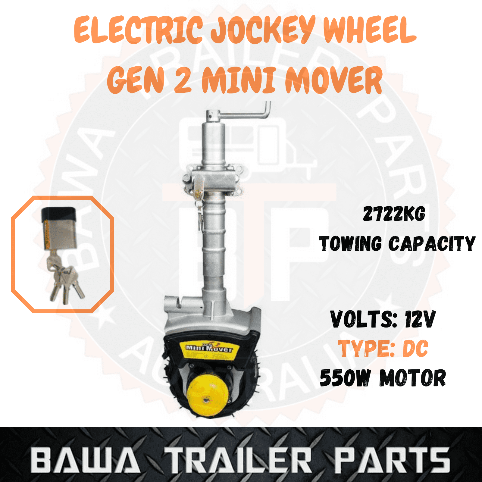 1x Motorised Electric Caravan Mini Mover Jockey Wheel GEN2 12v 550W ...