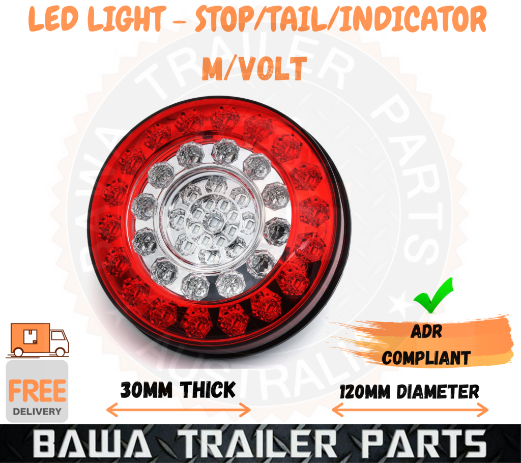 LED Round Truck Trailer Car Tail Lights - Stop/Indicator ADR - Bawa ...