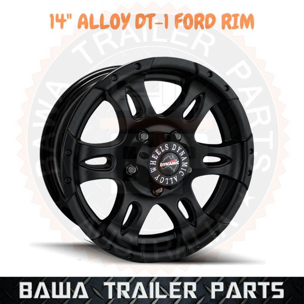 14" FORD ALLOY WHEEL DT-1 SATIN BLACK MACHINED FACE ALLOY TRAILER ...
