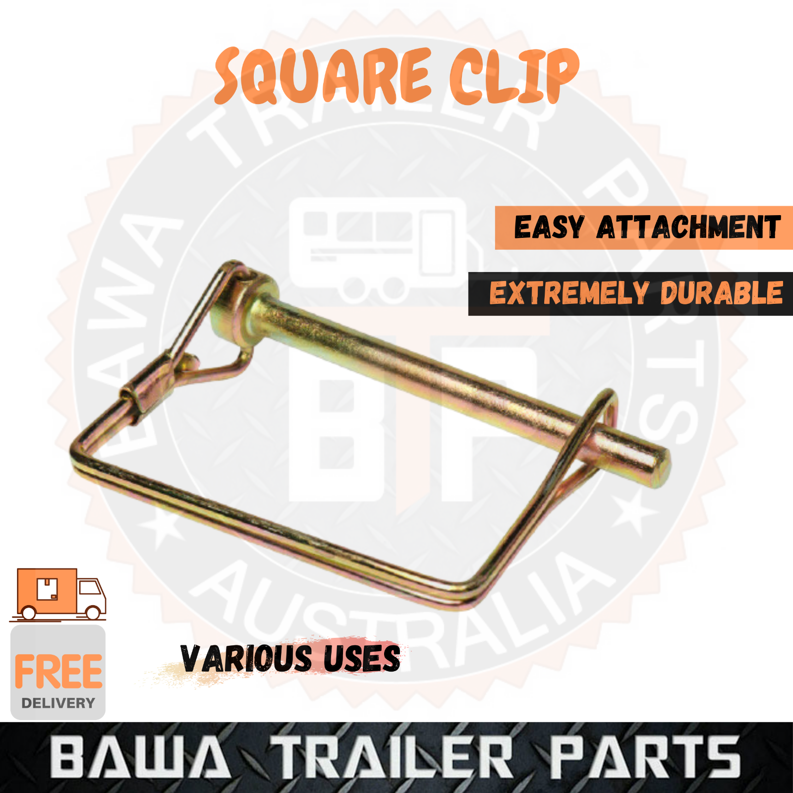 1 x Square Lynch Clip 6mm Zinc Trailer Caravan Ute Linch Pin Hinge Auto ...