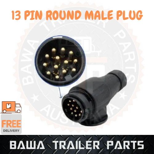 1 x 13 Pin Round Male Plastic Plug Trailer Caravan Light Connector Part ...