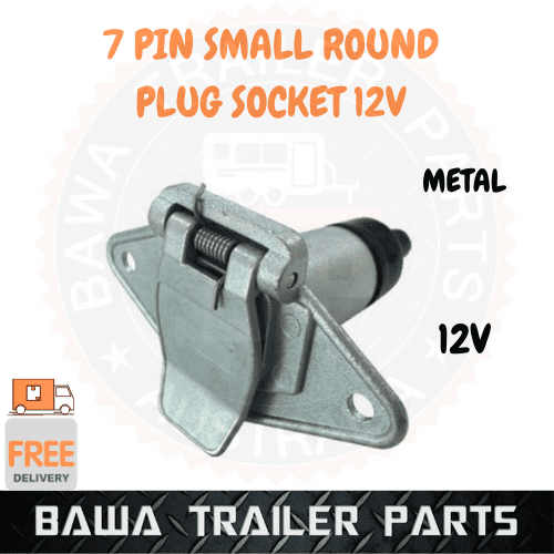 7 Pin Round Small Metal Plug Socket 12V Large Connector - Bawa Trailer ...