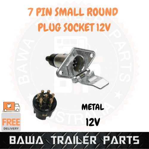 7 Pin Round Small Metal Plug Socket 12V Large Connector – Bawa Trailer ...